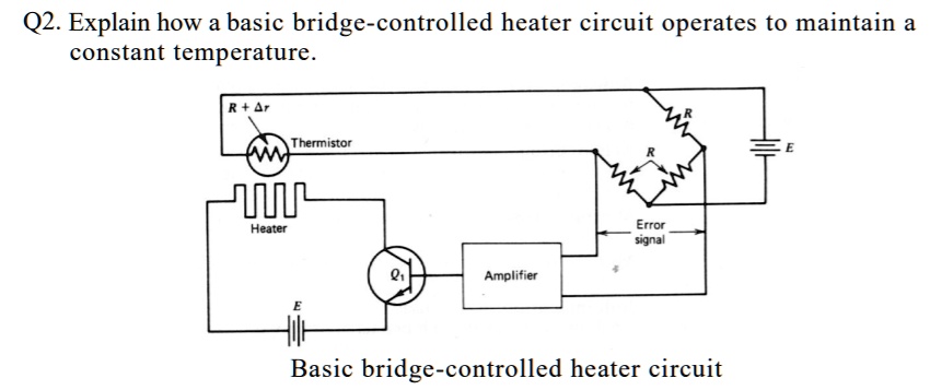Q2. Explain how a basic bridge-controlled heater circuit...