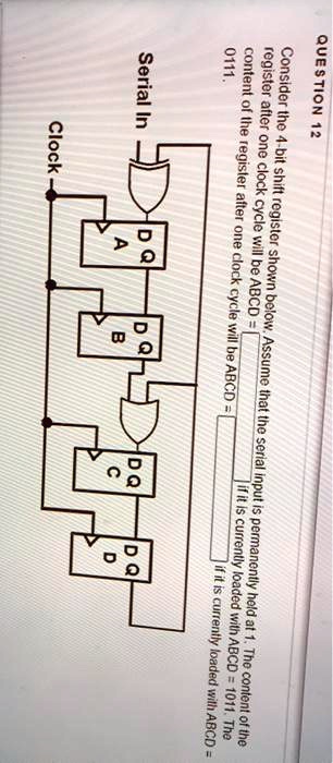 SOLVED: Clock Serial In 0111. QUESTION 12: The content of the register ...