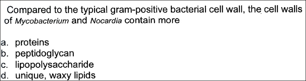 Compared to the typical gram-positive bacterial cell wall, the cell ...