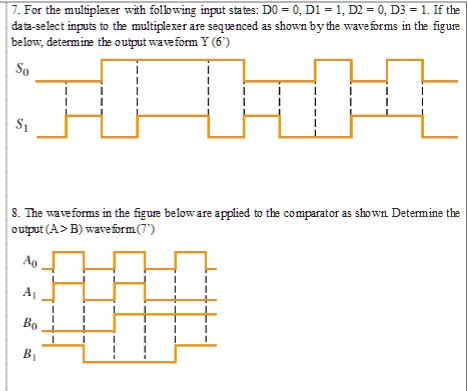 7. For the multiplexer with following input states: D0 = 0, D1 = 1, D2 ...