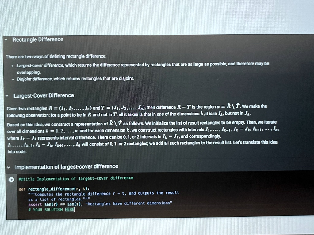 Rectangle Difference There are two ways of defining rectangle difference: • Largest-cover ...