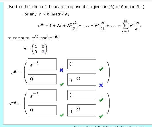 use the definition of the matrix exponential given in 3 of section 84 for any matrix eat i at a2 ...