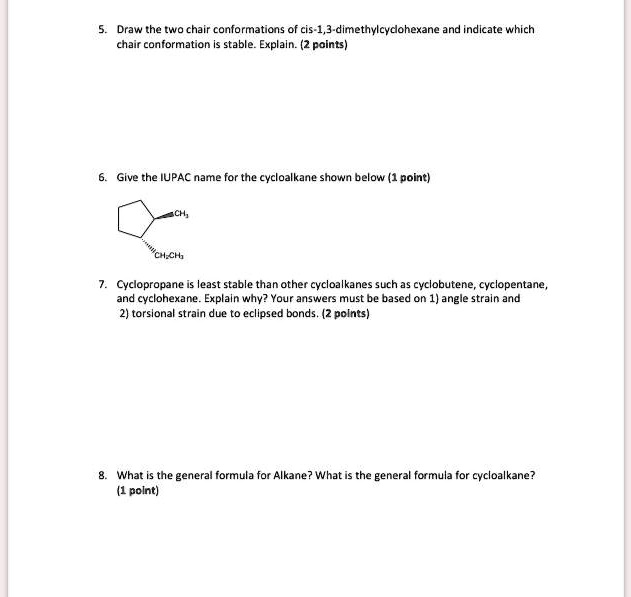 draw the two chair conformations of cis 13 dimethylcydohexane and ...