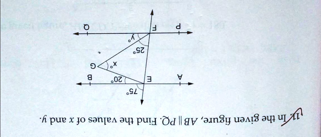 SOLVED: 1. In the given figure, AB || PQ. Find the values of x and y