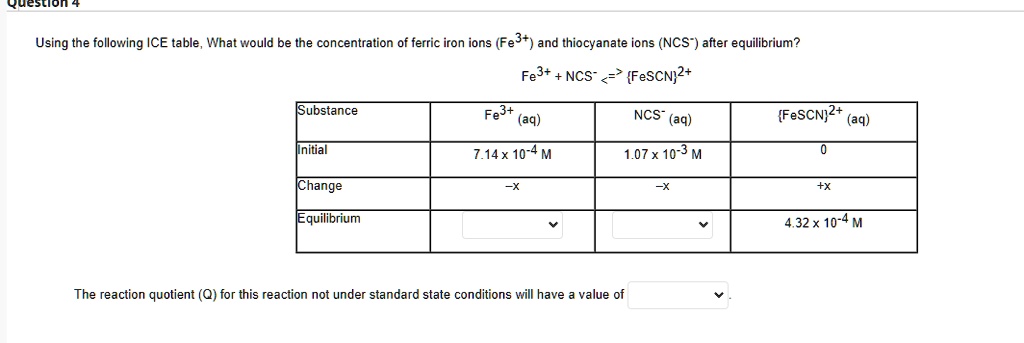 Solved Question 4 Using The Following Ice Table What Would Be The