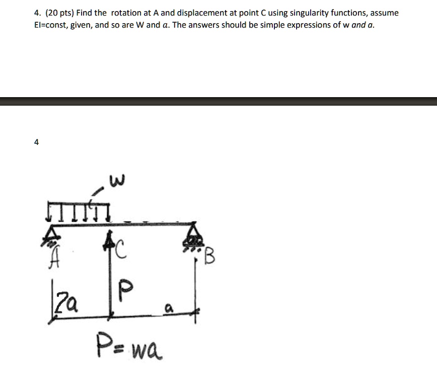 Solved 20 Pts Find The Rotation At A And Displacement At Point C Using Singularity Functions