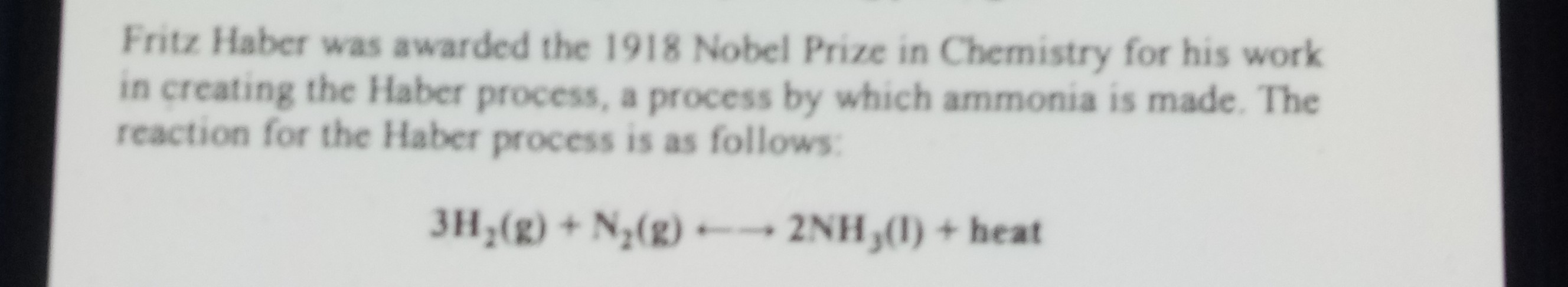 Fritz Haber was awarded the 1918 Nobel Prize in Chemistry for his work ...