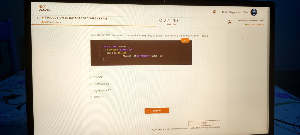 Solved Complete The Sql Statement To Create A Foreign Key In Table A 8706