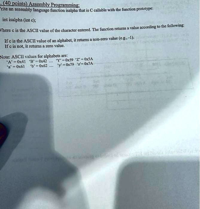 Texts 40 Points Assembly Programming Int Isalphaint C If C Is The 5043
