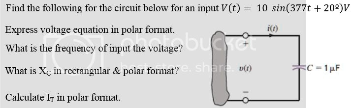 SOLVED: Find the following for the circuit below for an input V = 10 sin(377t + 209Â°): 1 ...