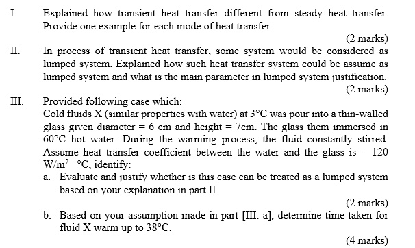 SOLVED: Heat and Transfer Explain how transient heat transfer is ...