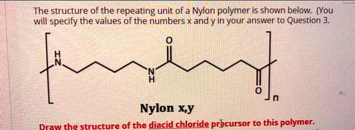 SOLVED: The structure of the repeating unit of a Nylon polymer is shown ...