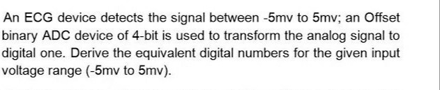 SOLVED: An ECG device detects the signal between -5mv to 5mv an Offset ...