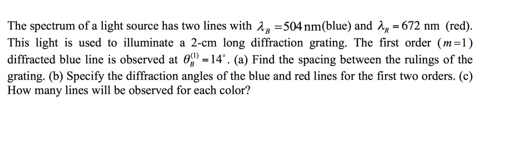SOLVED:The spectrum of a light source has two lines with AB =504nm(blue ...