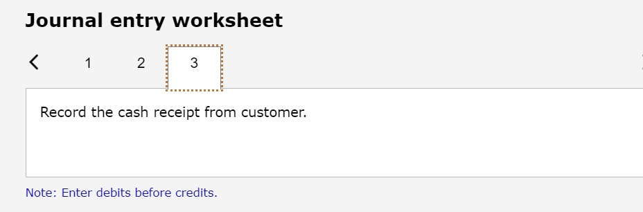 SOLVED: Journal entry worksheet 1 2 Record the cash receipt from ...