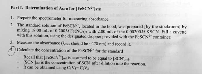 part h determination of astd for fescn ism prepare the spectrometer for ...