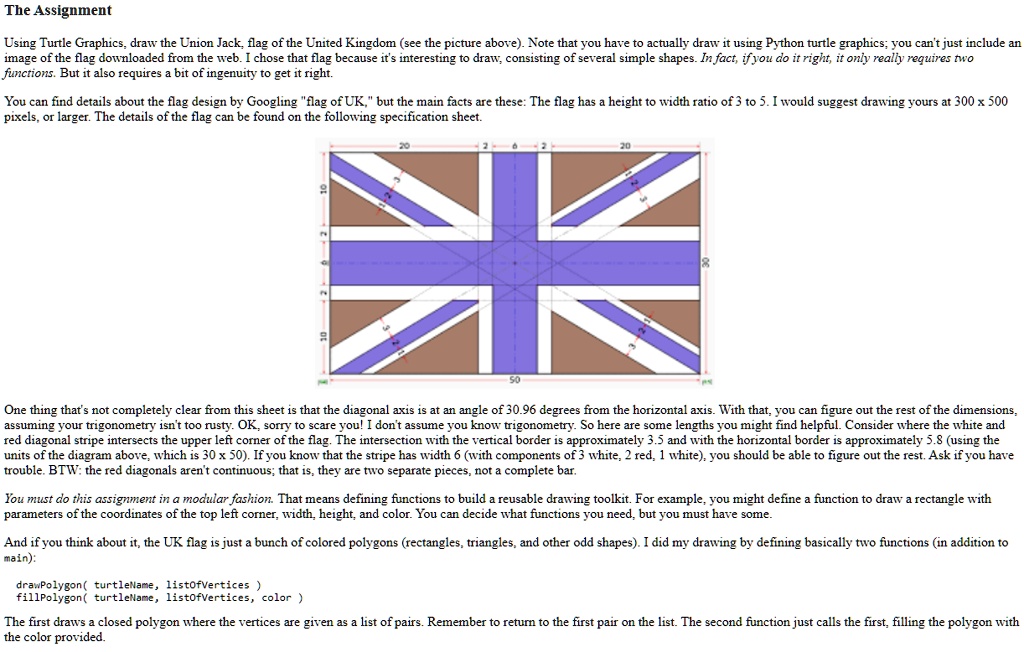 the assignment using turtle graphics draw the union jack flag of the ...