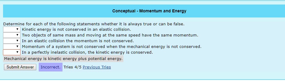 SOLVED: Conceptual Momentum and Energy Determine for each of the ...