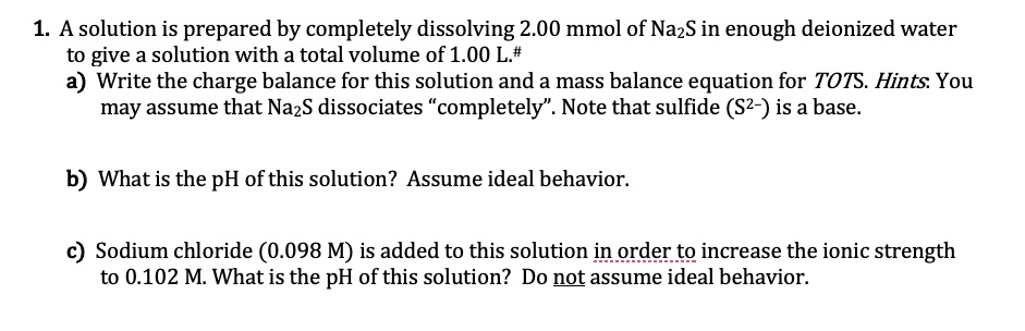 SOLVED: A solution is prepared by completely dissolving 2.00 mmol of ...