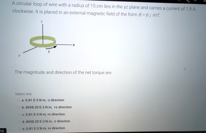 SOLVED: A circular loop of wire with a radius 0f 15cm lies in the Yz ...