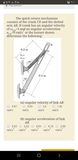 The quick return mechanism consists of the crank CD and the...
