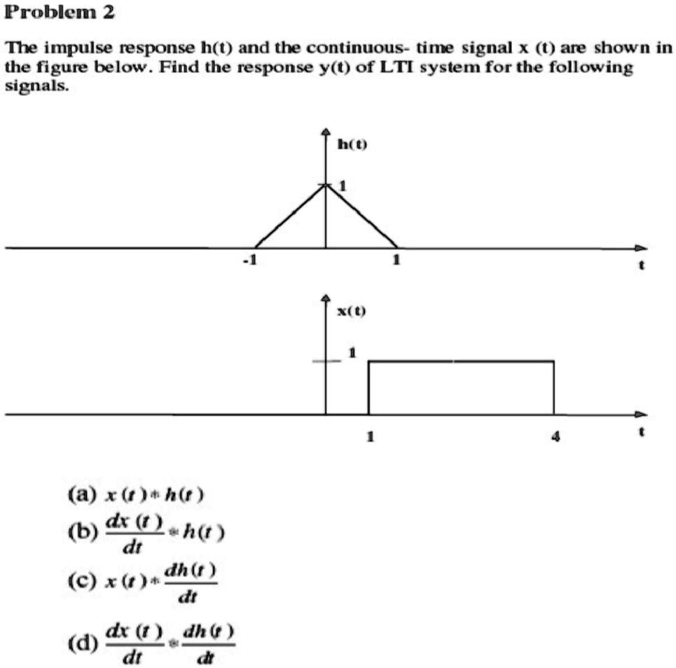 Problem 2 The impulse response h(t) and the continuous- time signal x ...