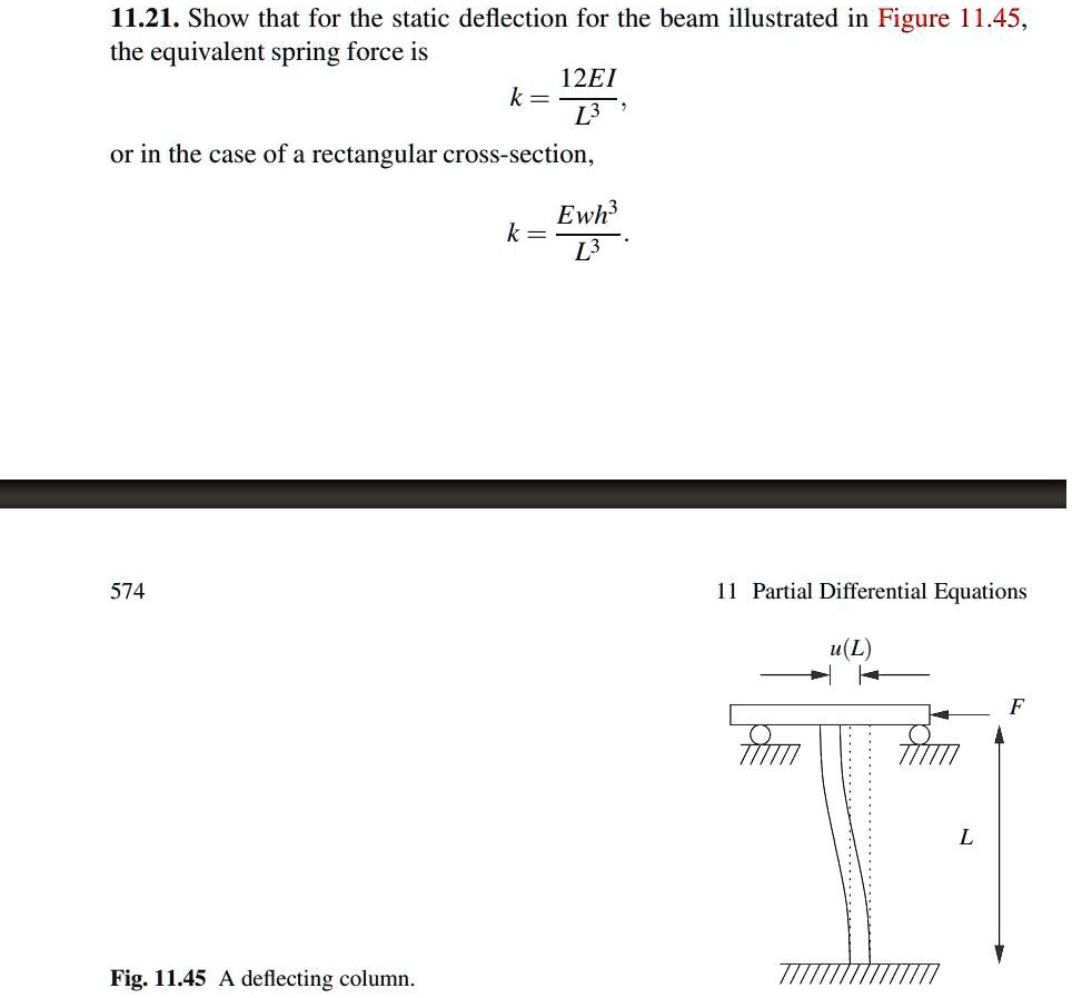 SOLVED: 11.21. Show that for the static deflection for the beam ...
