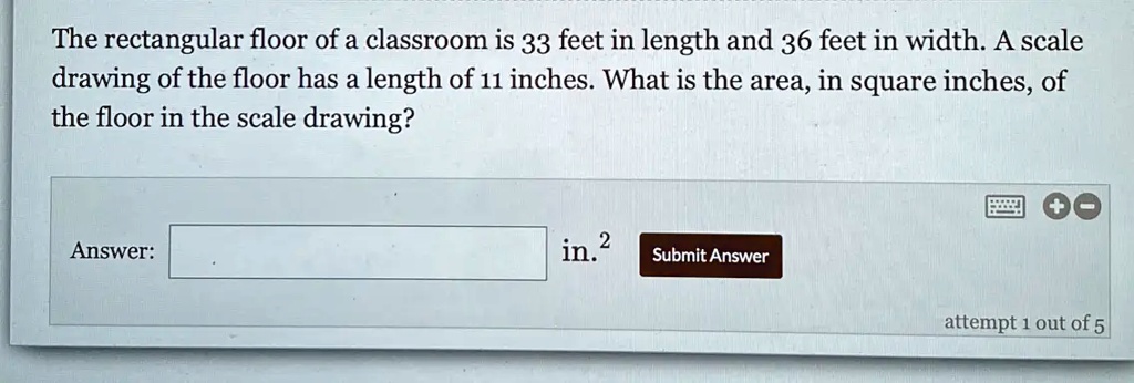 SOLVED: The rectangular floor of a classroom is 33 feet in length and ...