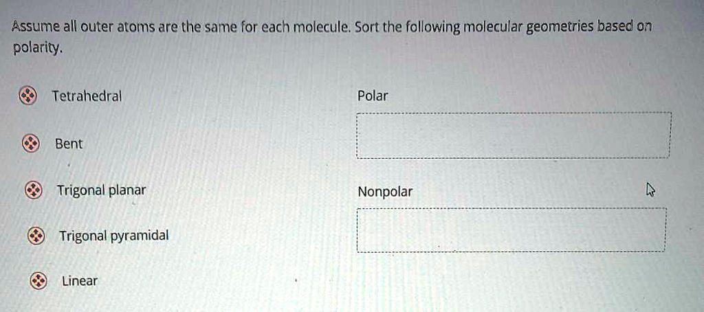 Assume all outer atoms are the same for each molecule. Sort...