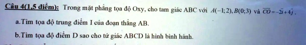 SOLVED: In the coordinate plane Oxy, consider the triangle ABC with A ...