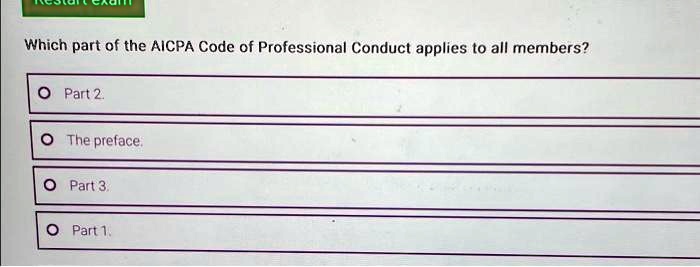 Which part of the AICPA Code of Professional Conduct applies to all ...