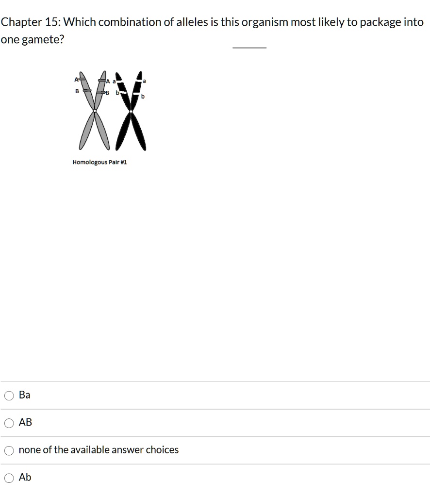 SOLVED: Chapter 15: Which combination of alleles is this organism most ...