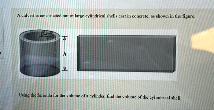 A culvert is constructed out of large cylindrical shells cast in ...