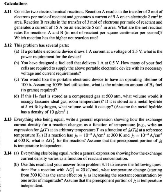 SOLVED: Texts: Calculations 3.11 Consider two electrochemical reactions ... SOLVED: Texts: Calculations 3.11 Consider two electrochemical reactions ...