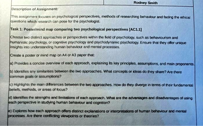 Rodney Smith Description of Assignment: This assignment focuses on ...