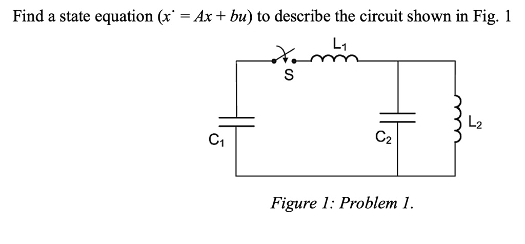 SOLVED: Find a state equation (x^(**)=Ax+bu) to describe the circuit shown in Fig. 1 Figure 1 ...