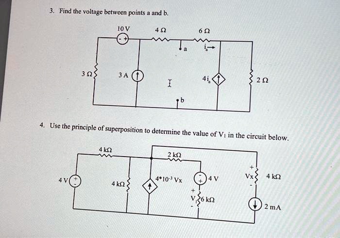 SOLVED: Find the voltage between points A and B. Use the principle of superposition to determine ...