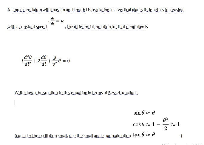 A simple pendulum with mass m and length l is oscillating in a vertical ...