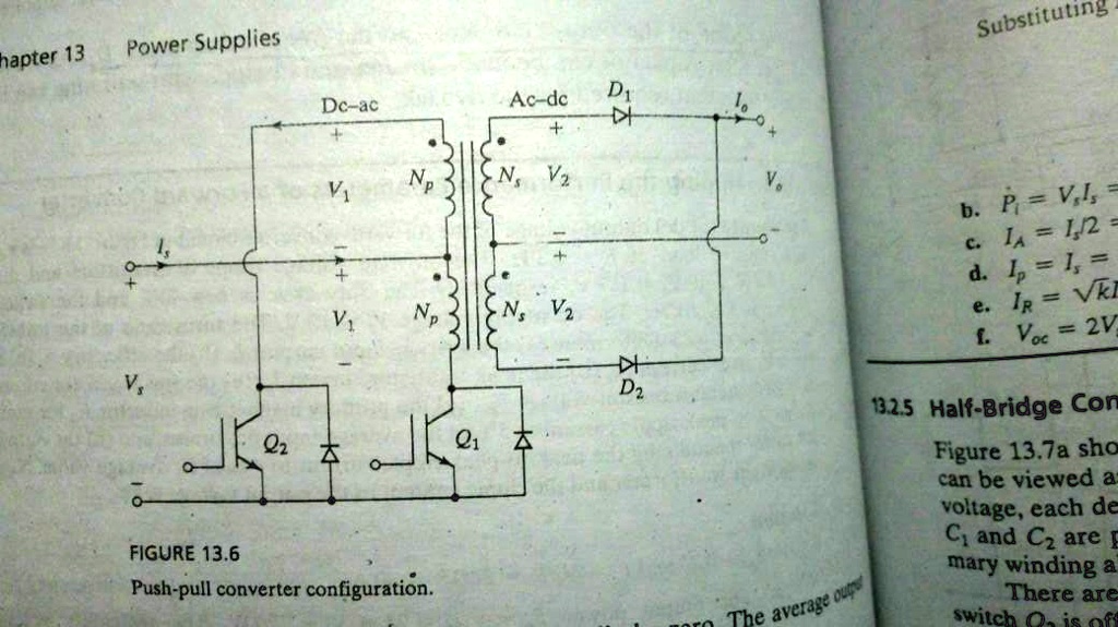 the average output voltage of the push pull circuit in fig 136 is vo24v ...