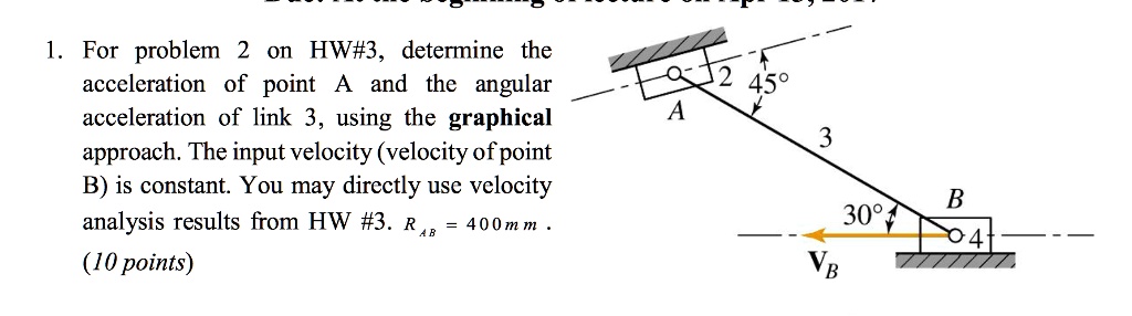 1. For problem 2 on HW#3, determine the acceleration of point A and the ...