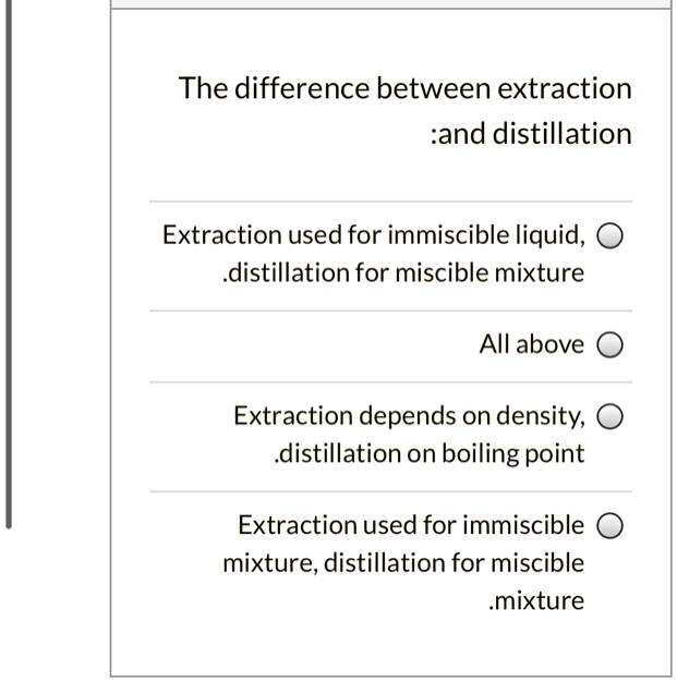 SOLVED: The difference between extraction :and distillation Extraction ...