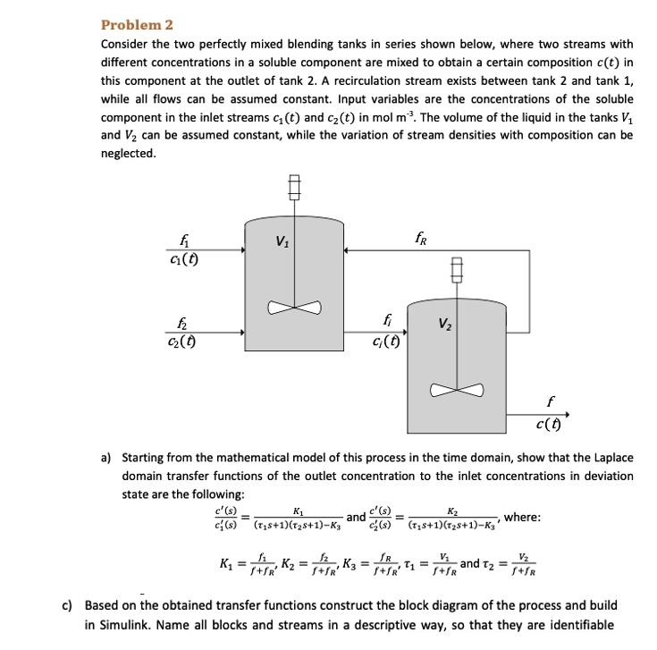 SOLVED: Problem 2: Blending Tanks in Series Consider the two perfectly ...