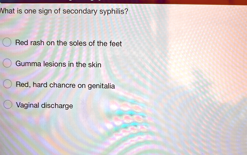 what is one sign of secondary syphilis red rash on the soles of the ...