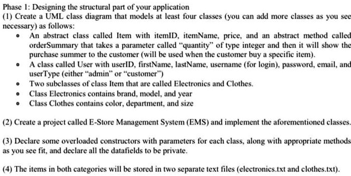 Solved Text Java Uml Class Diagram Phase 1 Designing The Structural Part Of Your Application