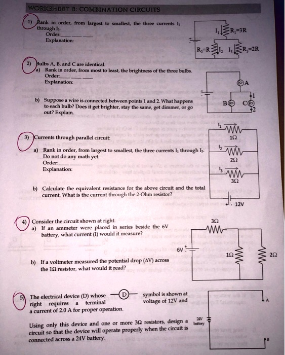 worrsheet corbination circuits mhlaar from largest through order ...