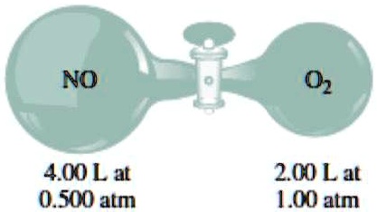 Nitric oxide (NO) reacts with molecular oxygen as follows:Initially NO ...