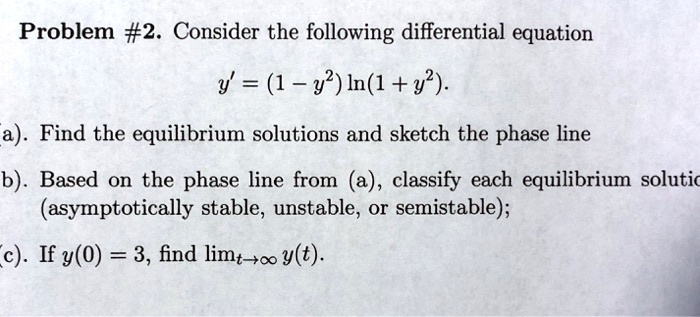 SOLVED:Problem #2. Consider the following differential equation y = (1 ...