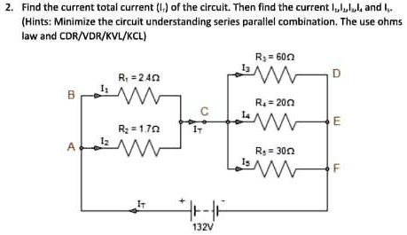 SOLVED: Find the current total current (I) of the circuit. Then find ...