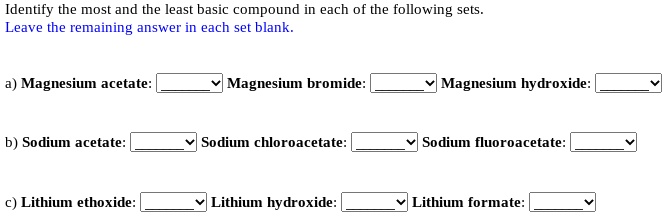 identify the most and the least basic compound in each of the following ...