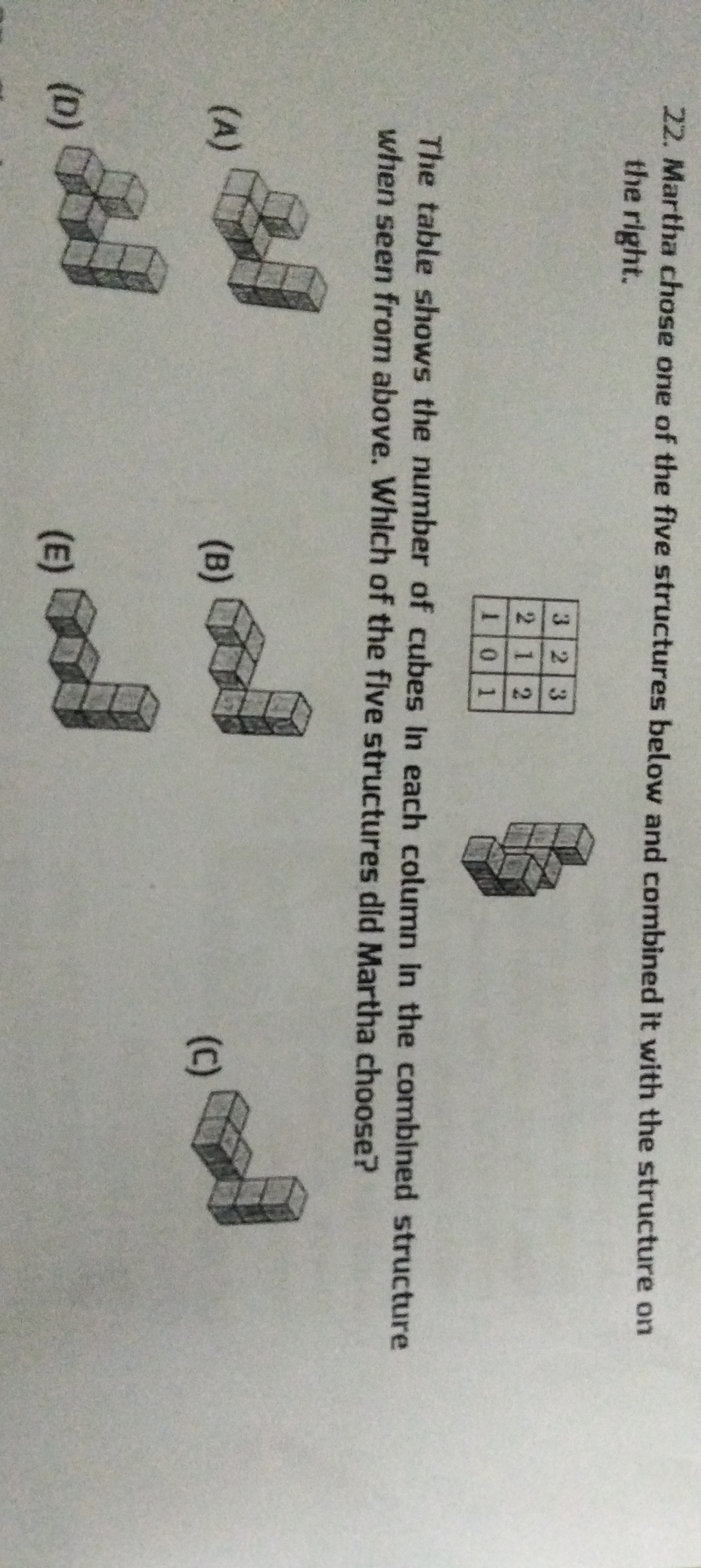 22 martha chose one of the five structures below and combined it with ...